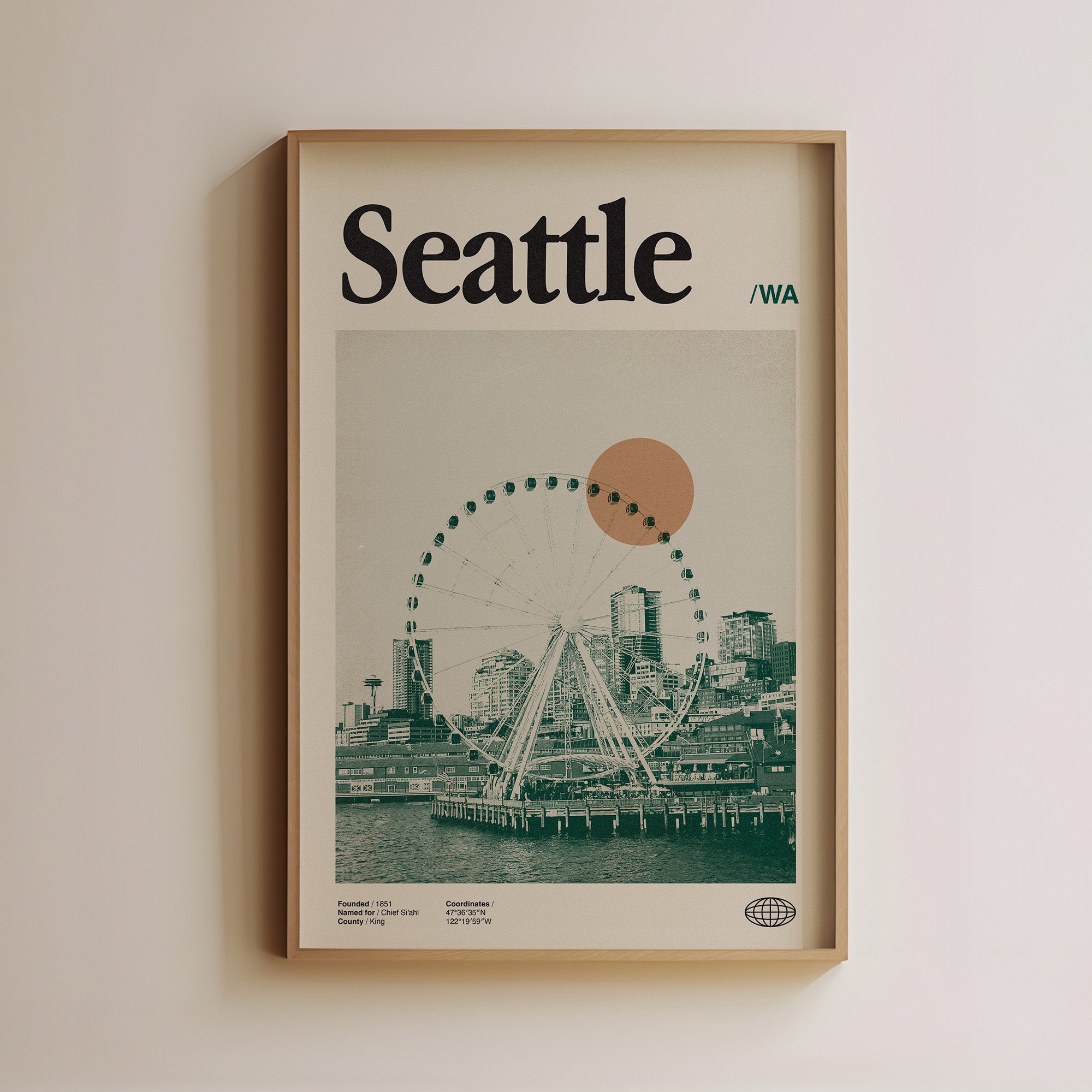 Seattle, Washington Midcentury Modern Poster Vintage wall art ...