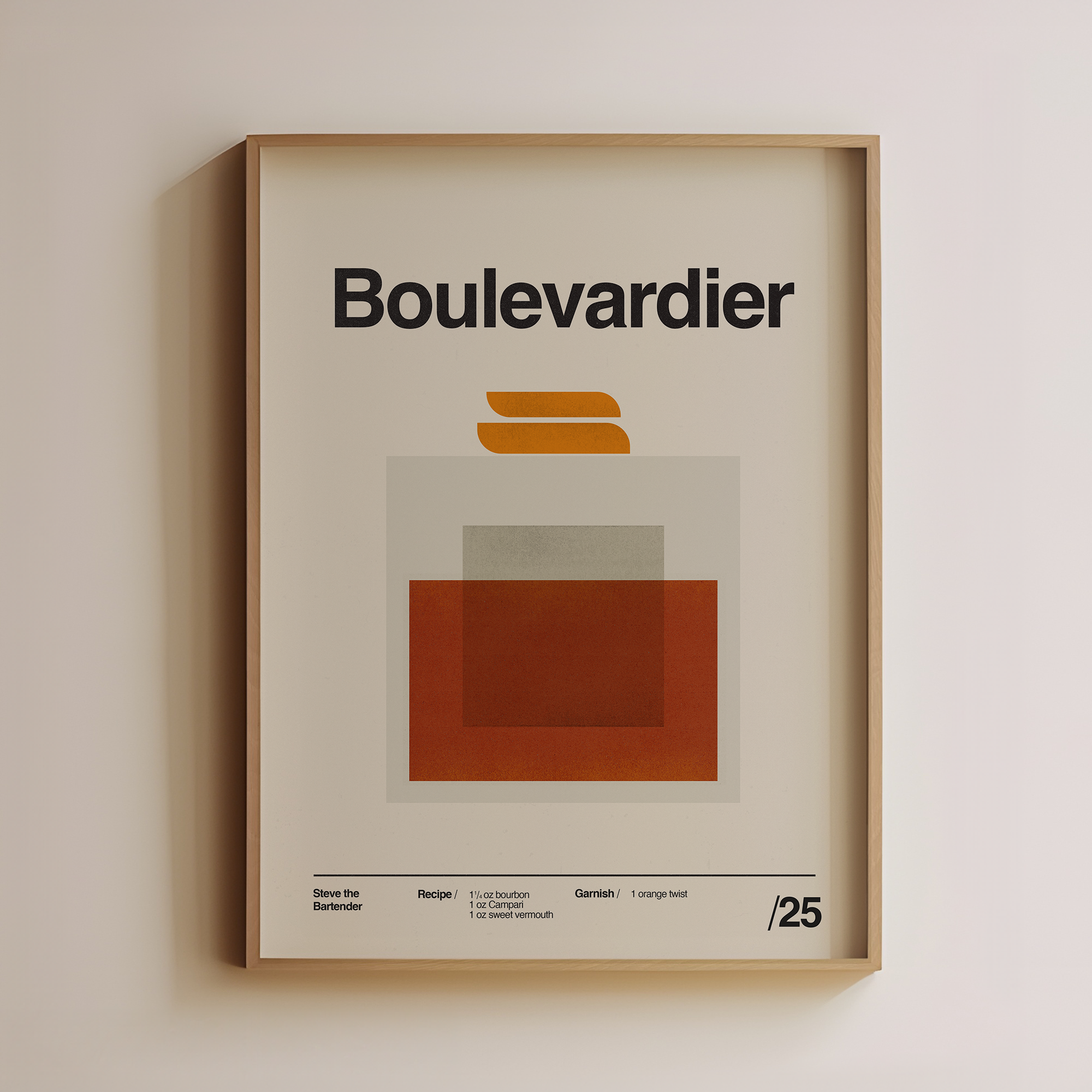 Boulevardier - Steve the Bartenderv Cocktail Midcentury Modern Poster ...