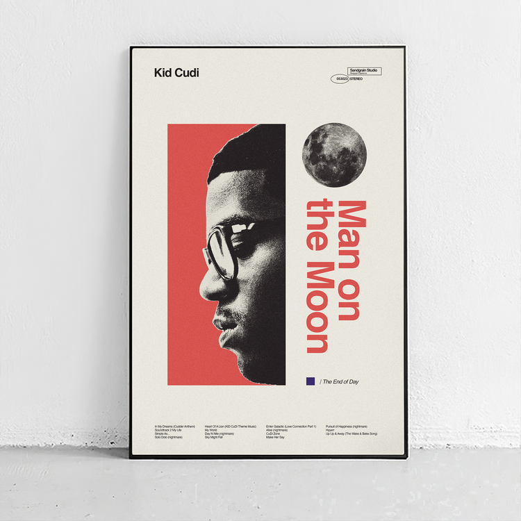 Kid Cudi poster Man on the Moon. Midcentury Modern Art Print ...