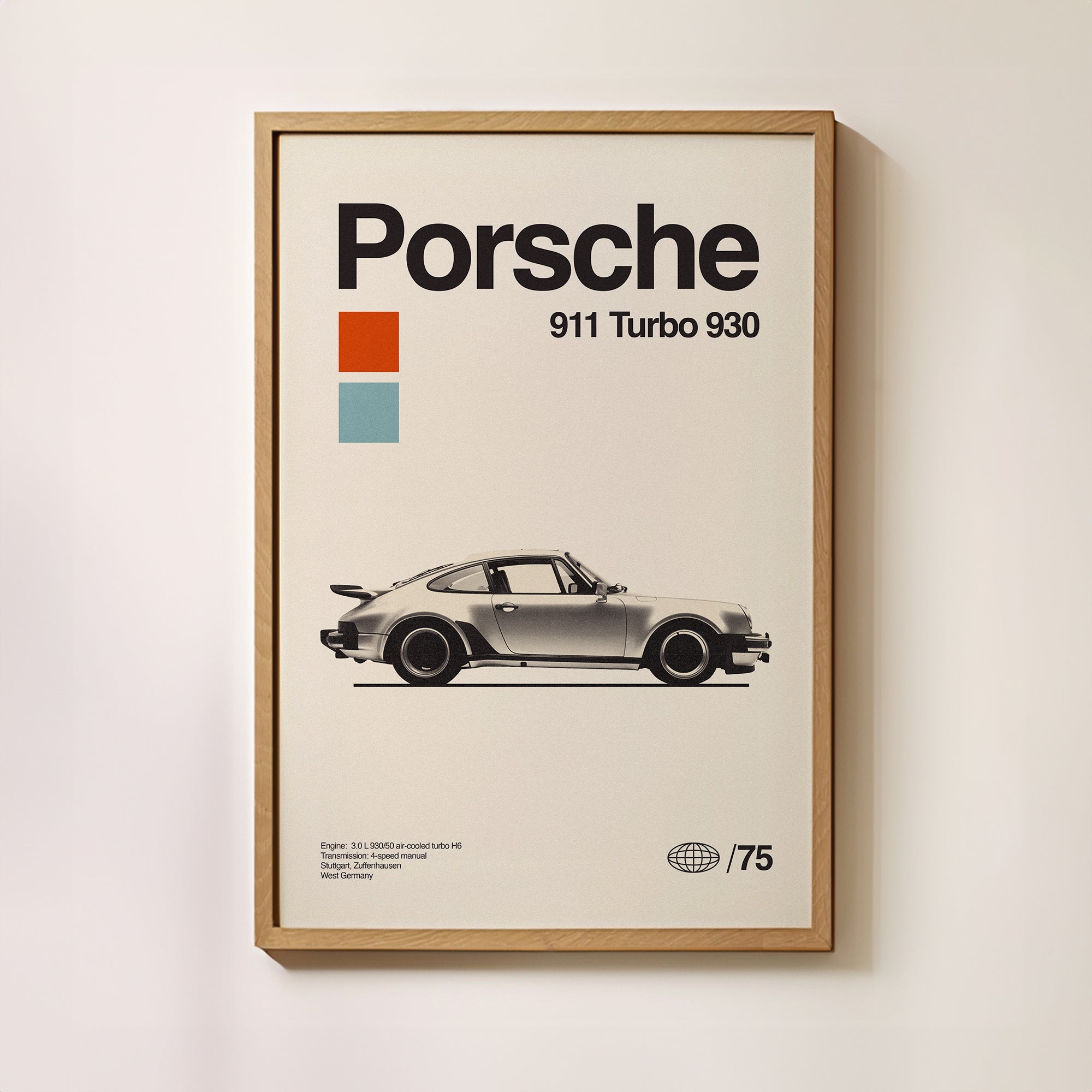 Porsche 911 poster Turbo 930 motorsports poster – Sandgrain Studio