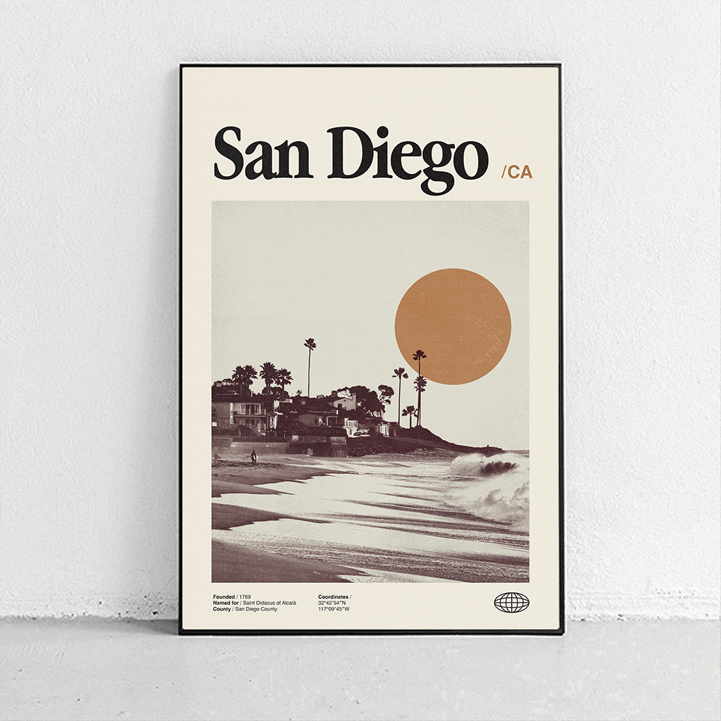 San Diego, California Midcentury Modern Poster – Sandgrain Studio